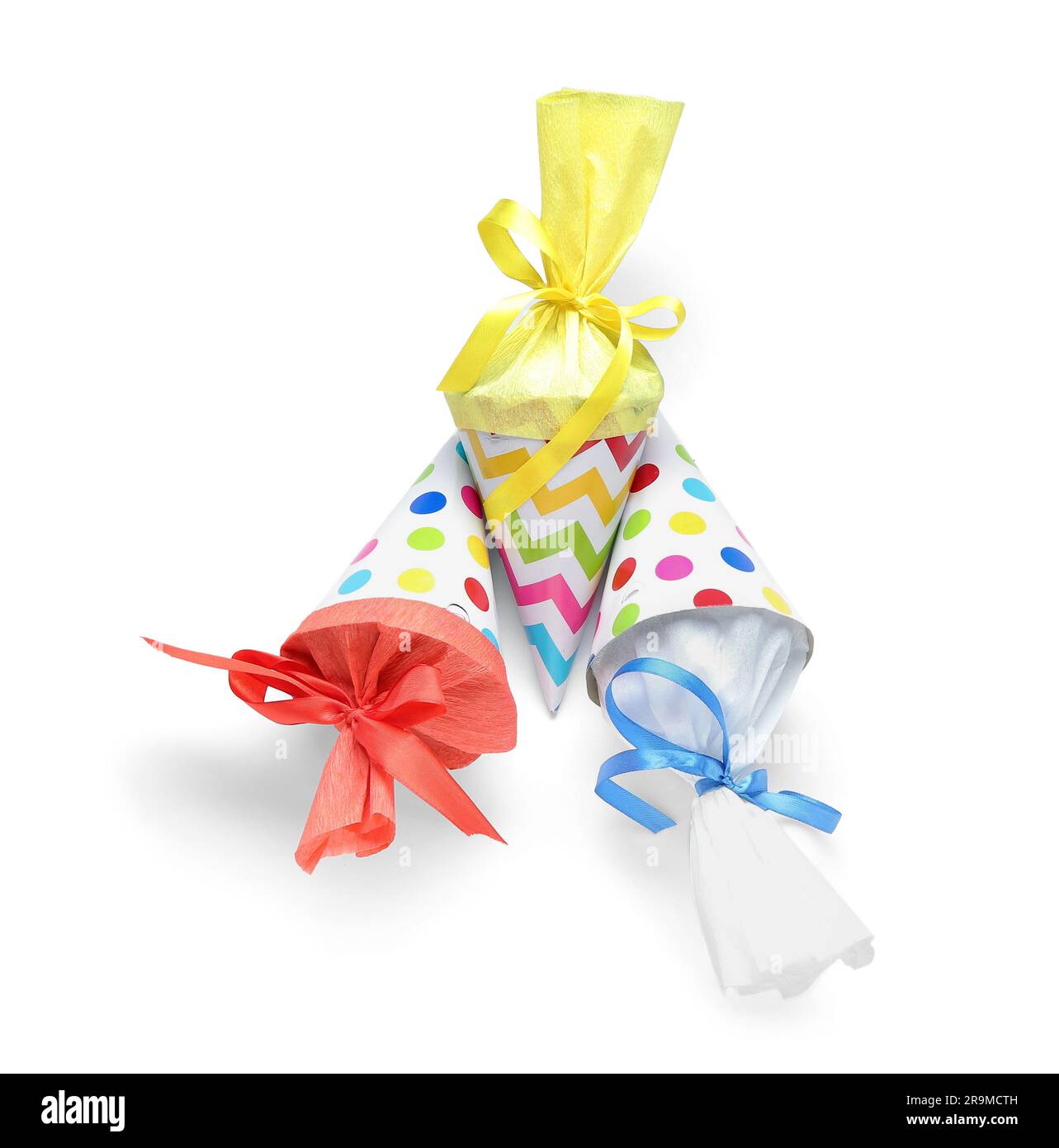 Colorful school cones isolated on white background Stock Photo - Alamy
