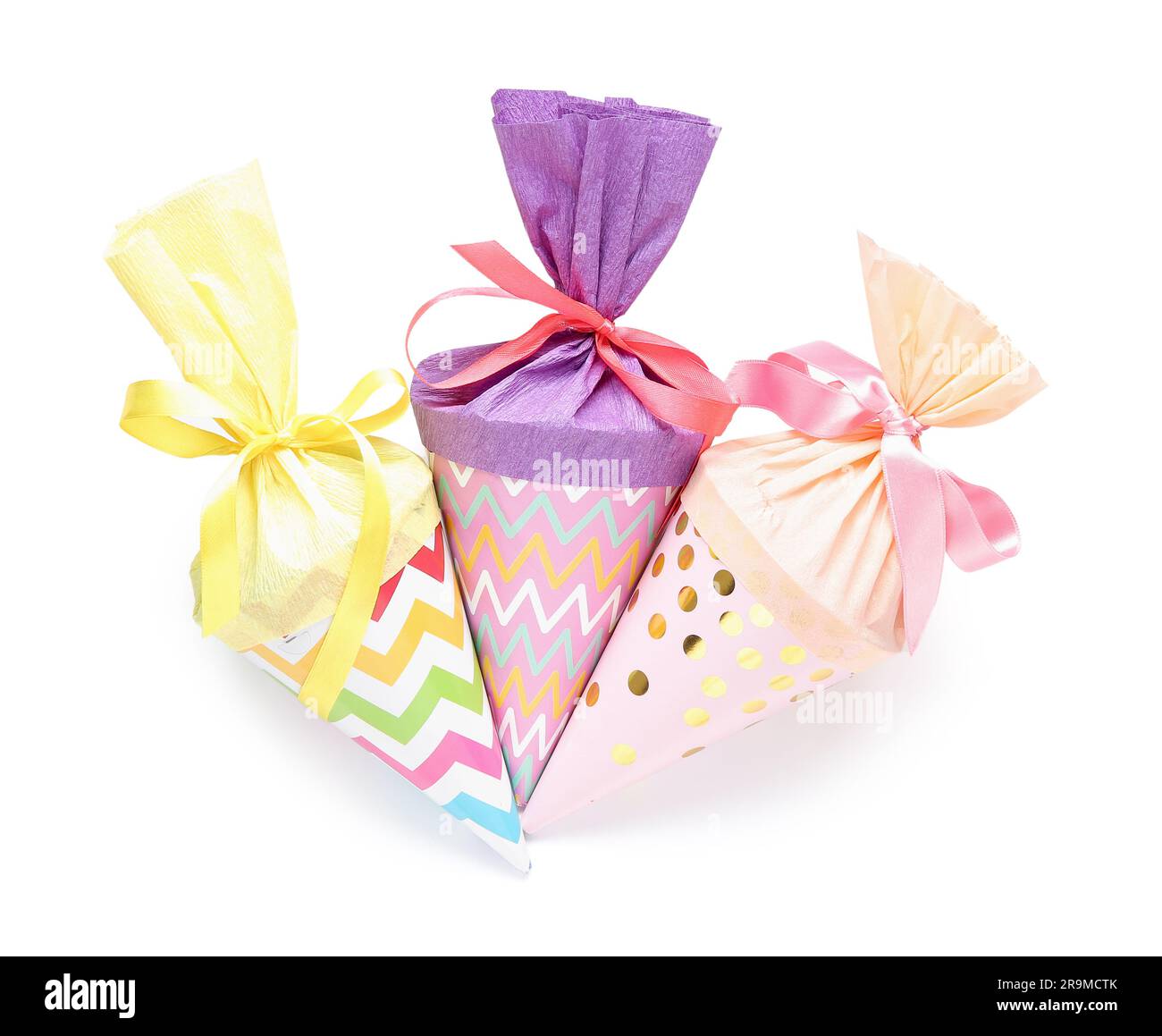 Colorful school cones isolated on white background Stock Photo - Alamy