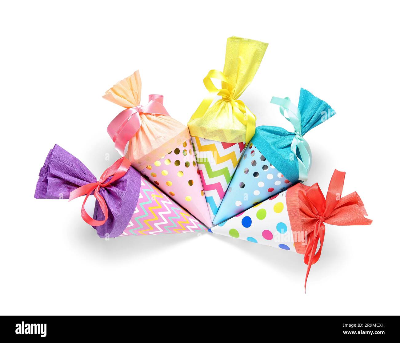 Colorful school cones isolated on white background Stock Photo - Alamy