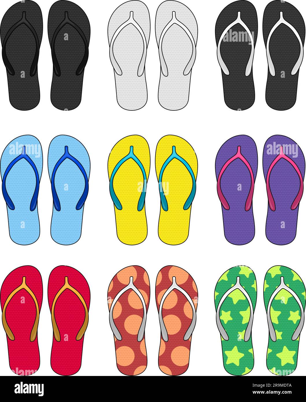 Beach sandals ( Flip Flops ) template vector illustration set Stock Vector Image & Art - Alamy