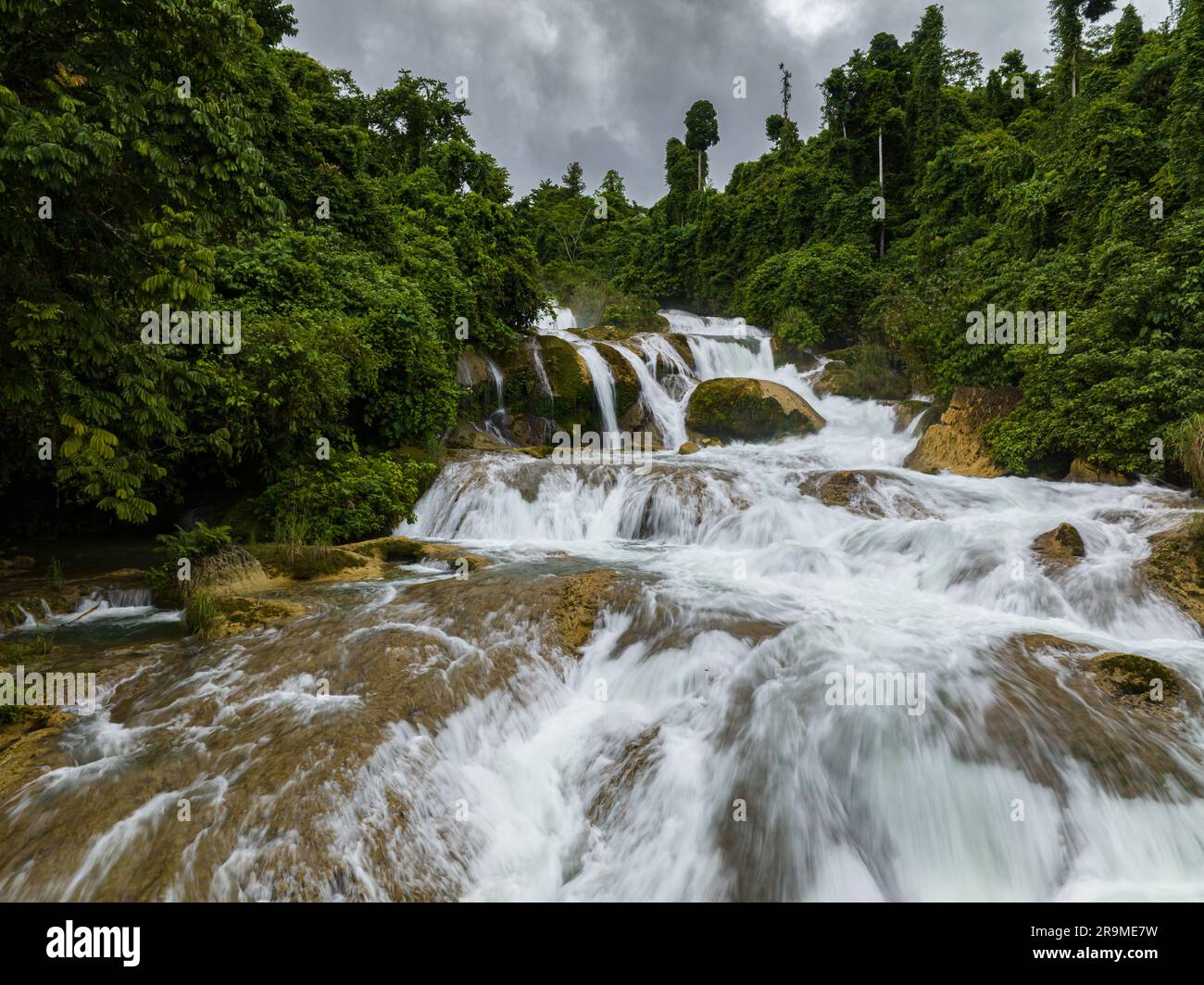 Majestic waterfall that resemble a stairway to heaven. Multi-tiered ...