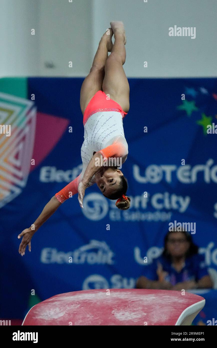 Mexico's Ahtziri Sandoval competes in the women's artistic gymnastics ...