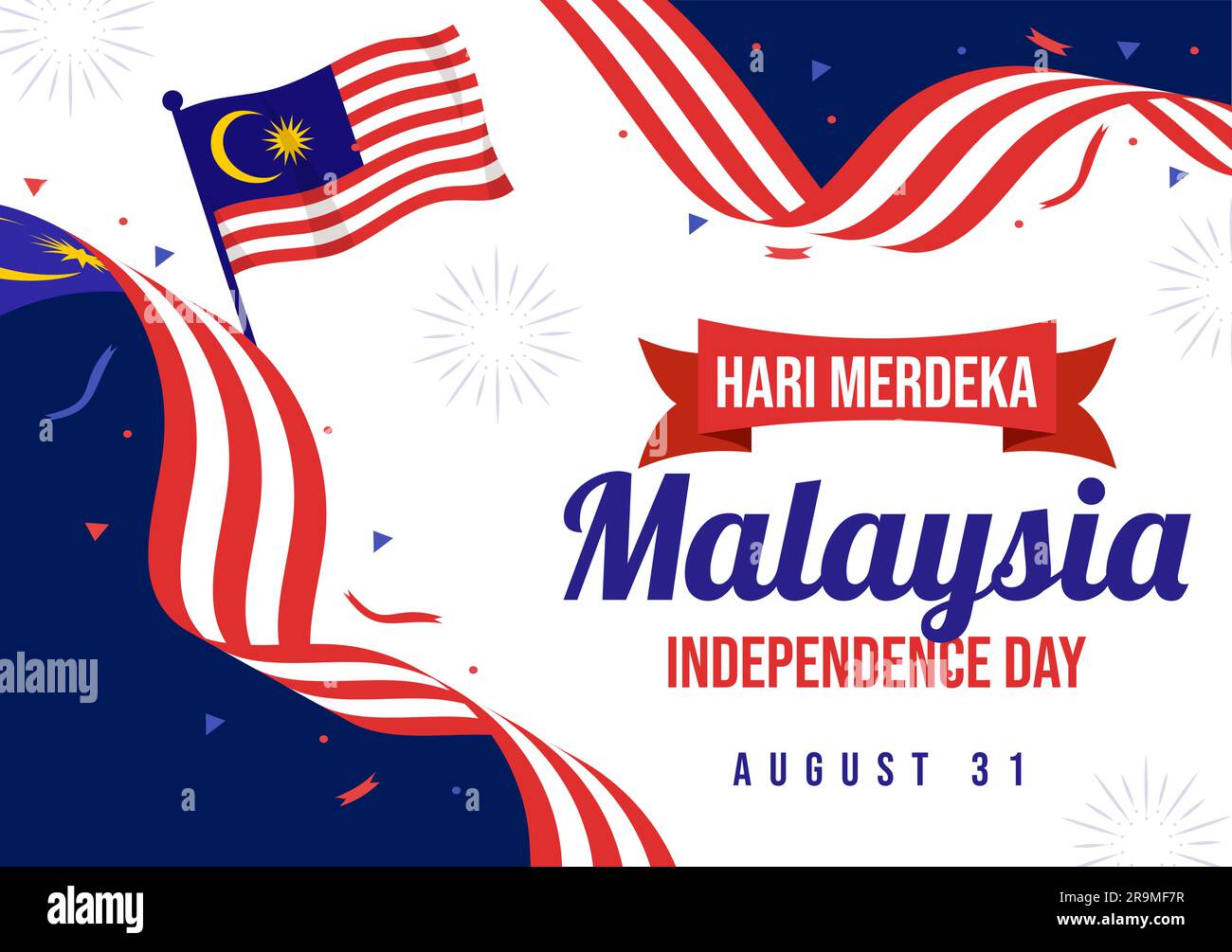 Malaysia Independence Day Vector Illustration on 31 August with Waving ...