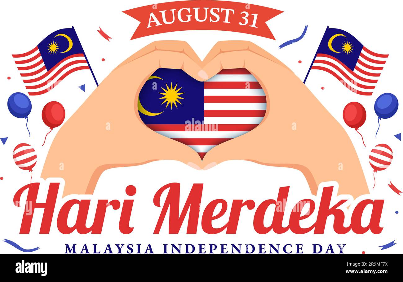 Malaysia Independence Day Vector Illustration on 31 August with Waving ...