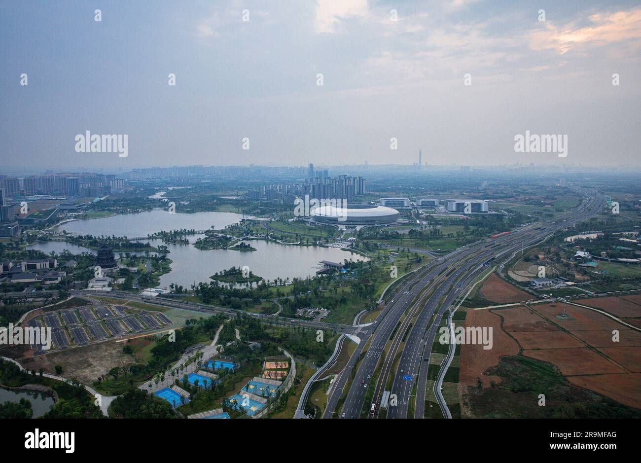Chengdu. 27th June, 2023. This aerial photo taken on June 27, 2023 ...