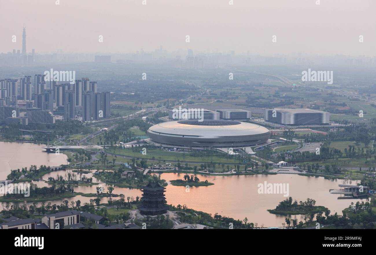 Chengdu. 27th June, 2023. This aerial photo taken on June 27, 2023 ...