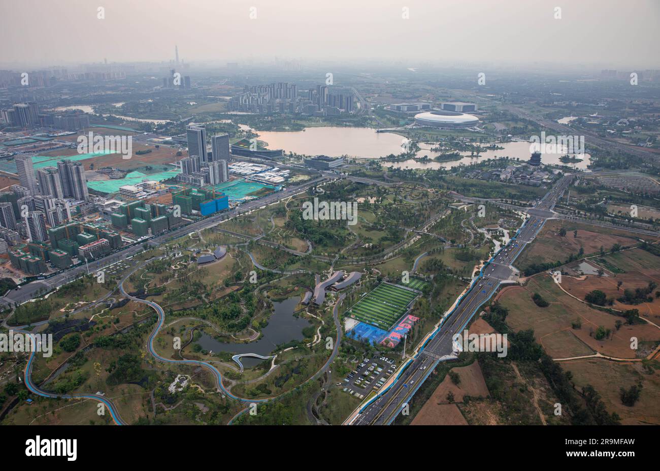 Chengdu. 27th June, 2023. This aerial photo taken on June 27, 2023 ...