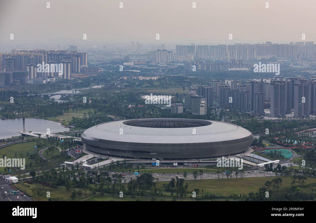 Chengdu. 27th June, 2023. This aerial photo taken on June 27, 2023 ...