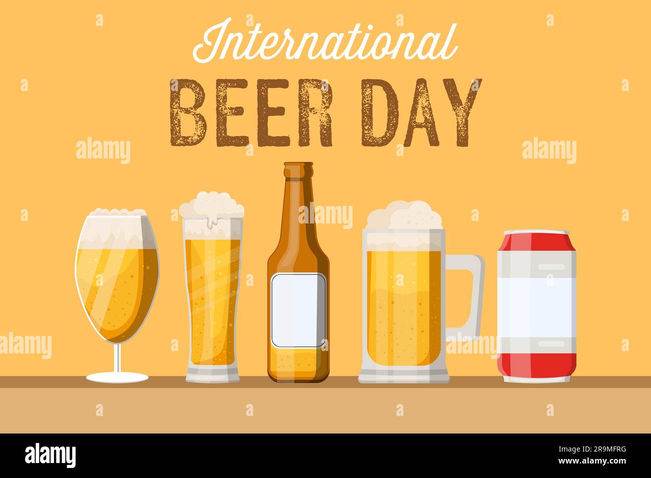 international beer day background illustration with bottle, can, and ...