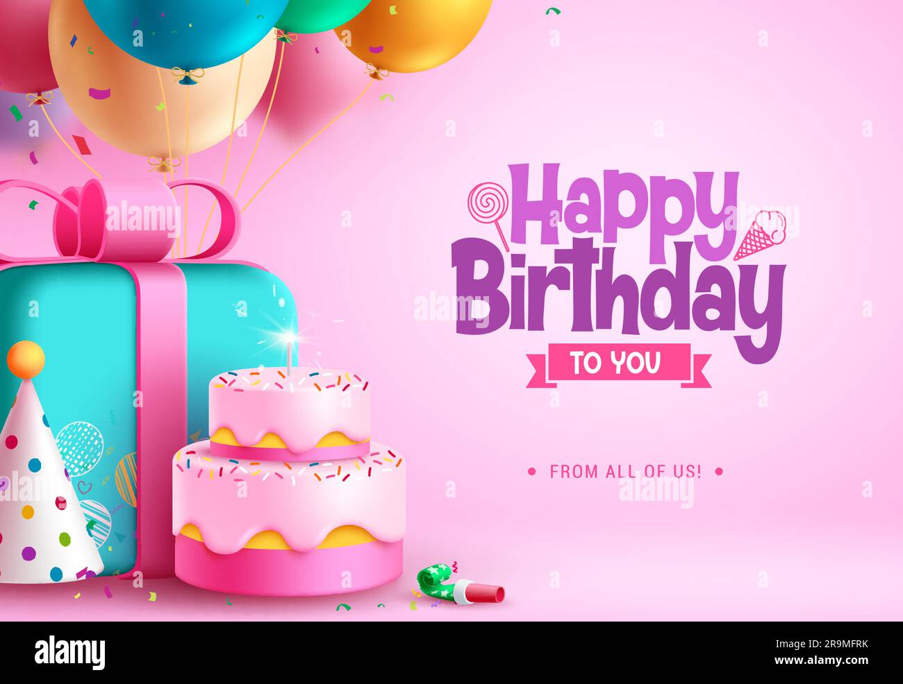 Happy birthday text vector design. Birthday typography with gift box ...