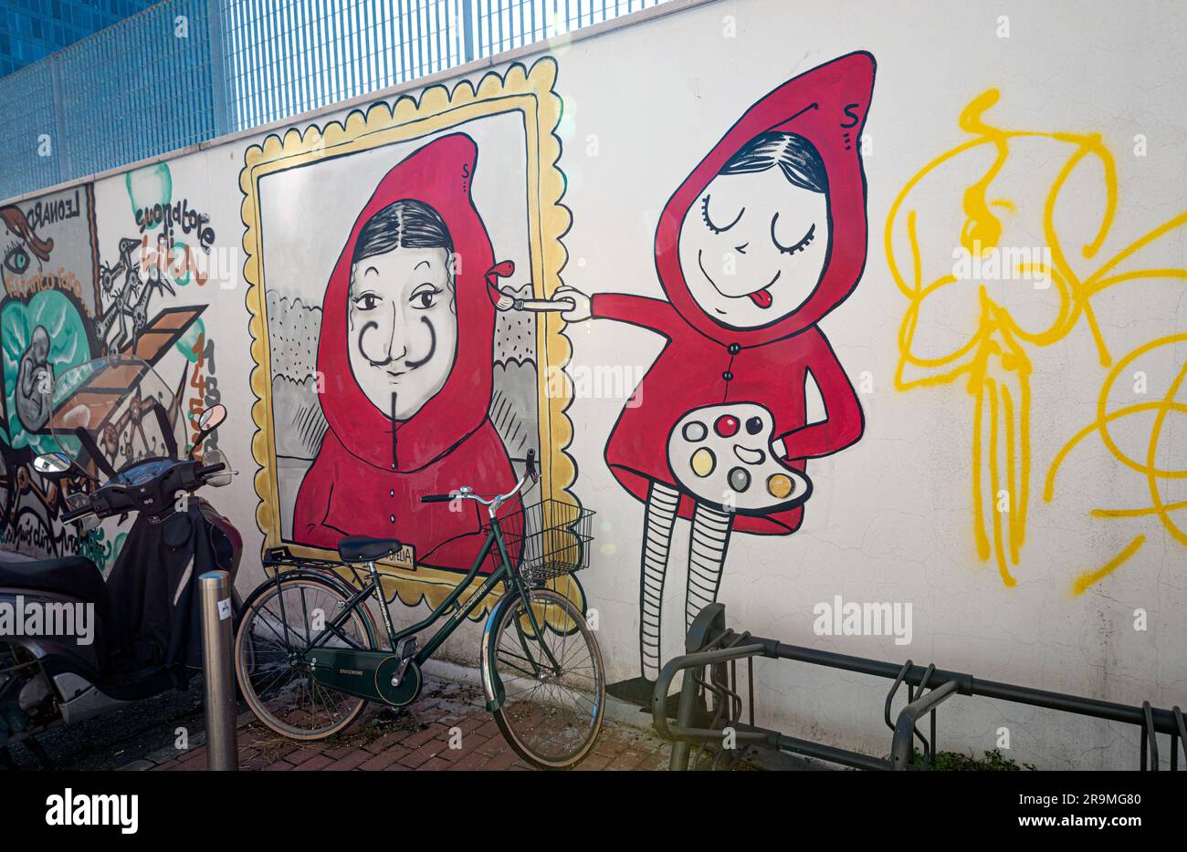 Salvador Dali parody street art in Milan, Italy Stock Photo - Alamy