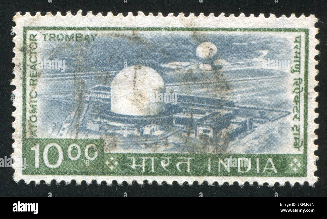 INDIA - CIRCA 1965: stamp printed by India, shows Trombay Atomic Center ...