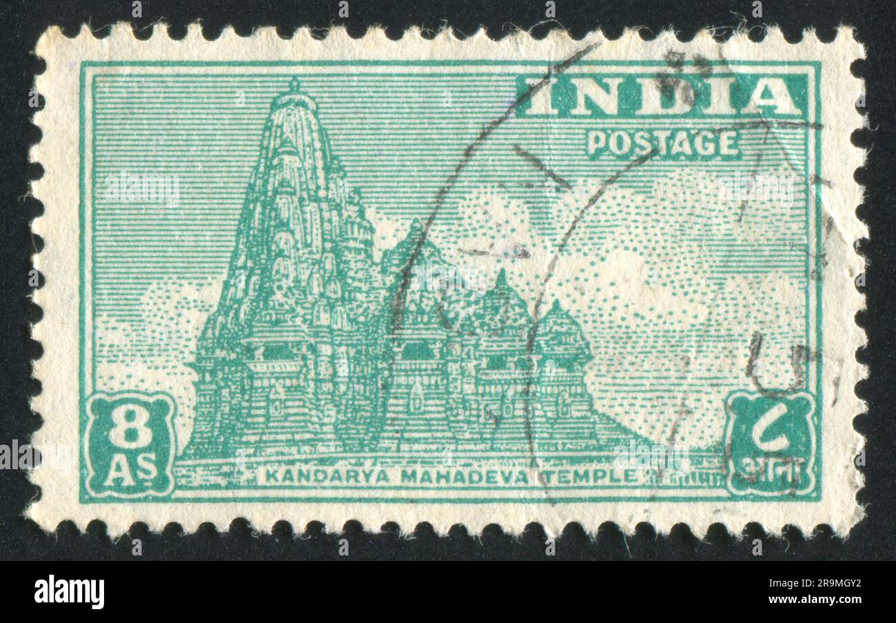 INDIA - CIRCA 1949: stamp printed by India, shows Kandarya Mahadeva ...