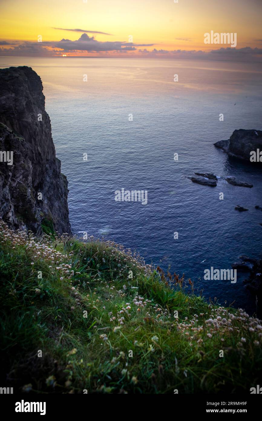 Sunset on the South West Coast Path between St Agnes and Perranporth ...