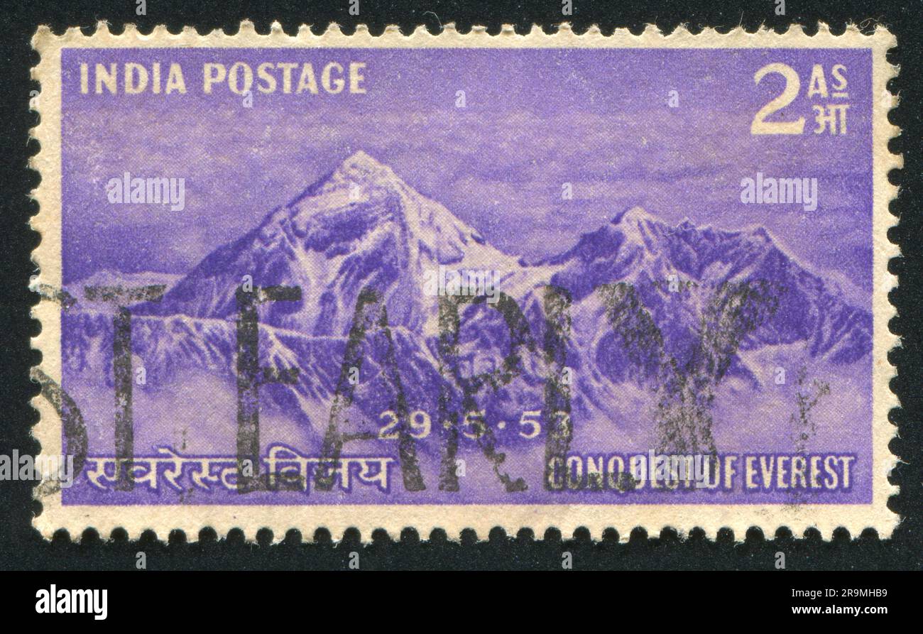 INDIA - CIRCA 1953: stamp printed by India, shows Mt. Everest, circa ...