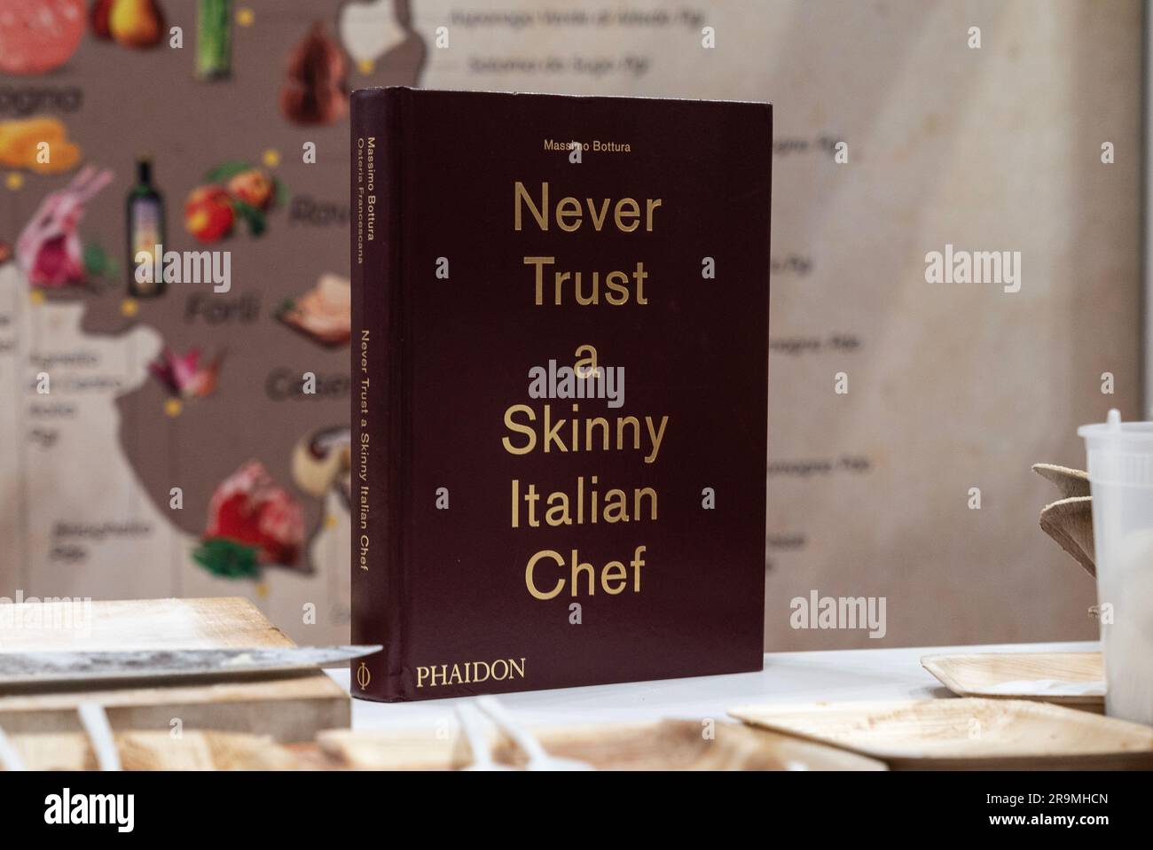 Recipe book by Micheline 3-star chef Massimo Bottura on display at ...