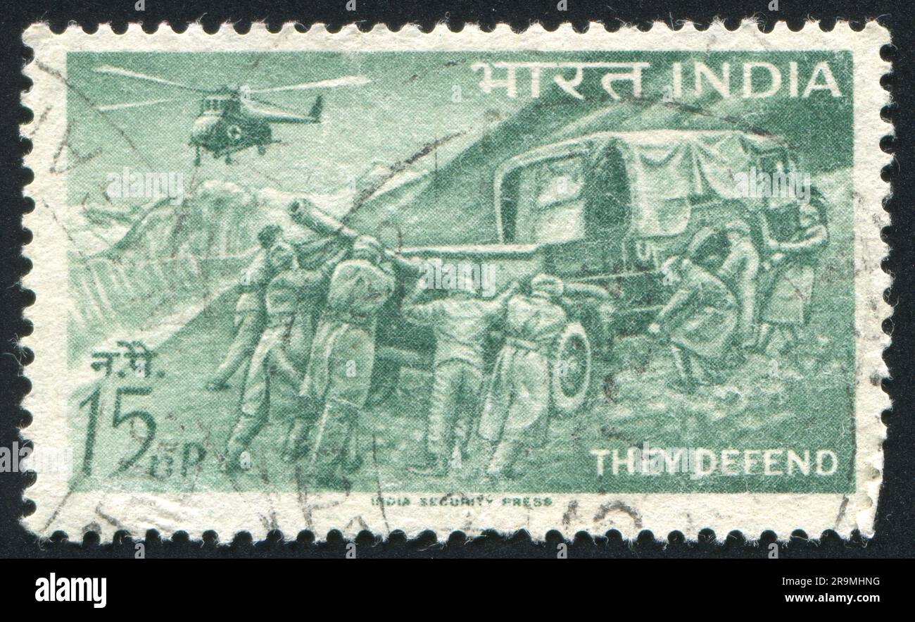 INDIA - CIRCA 1963: stamp printed by India, shows Field Artillery and ...