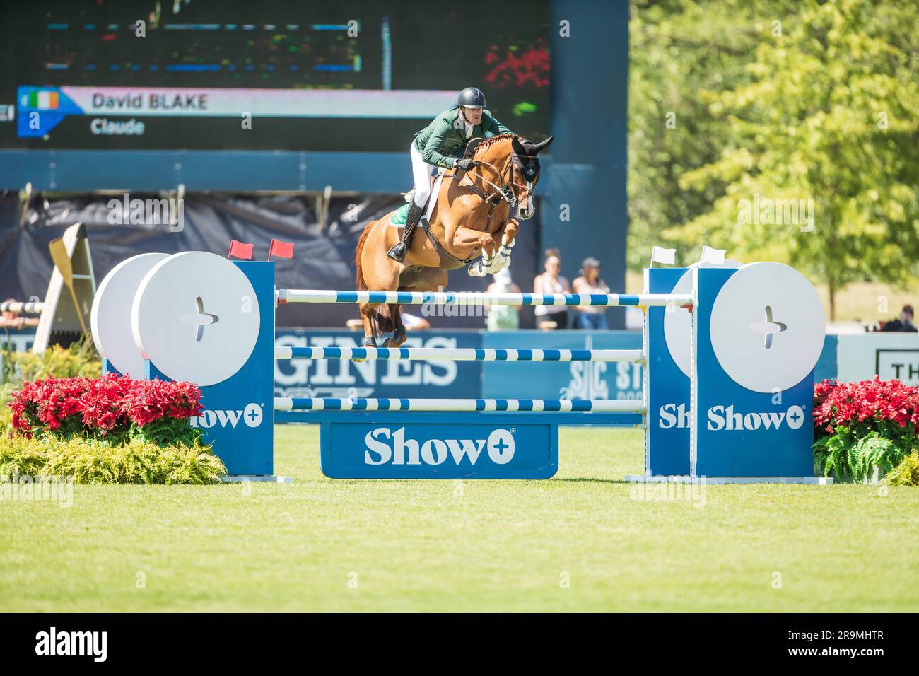 David Blake of Team Ireland competes in the FEI Nations Cup on June 6 ...