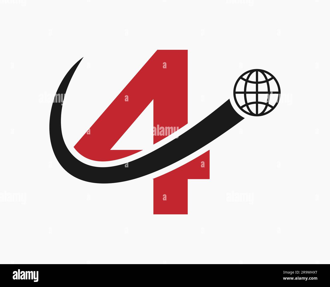 Letter 4 Global Logo Design. World Logotype Symbol Vector Template ...