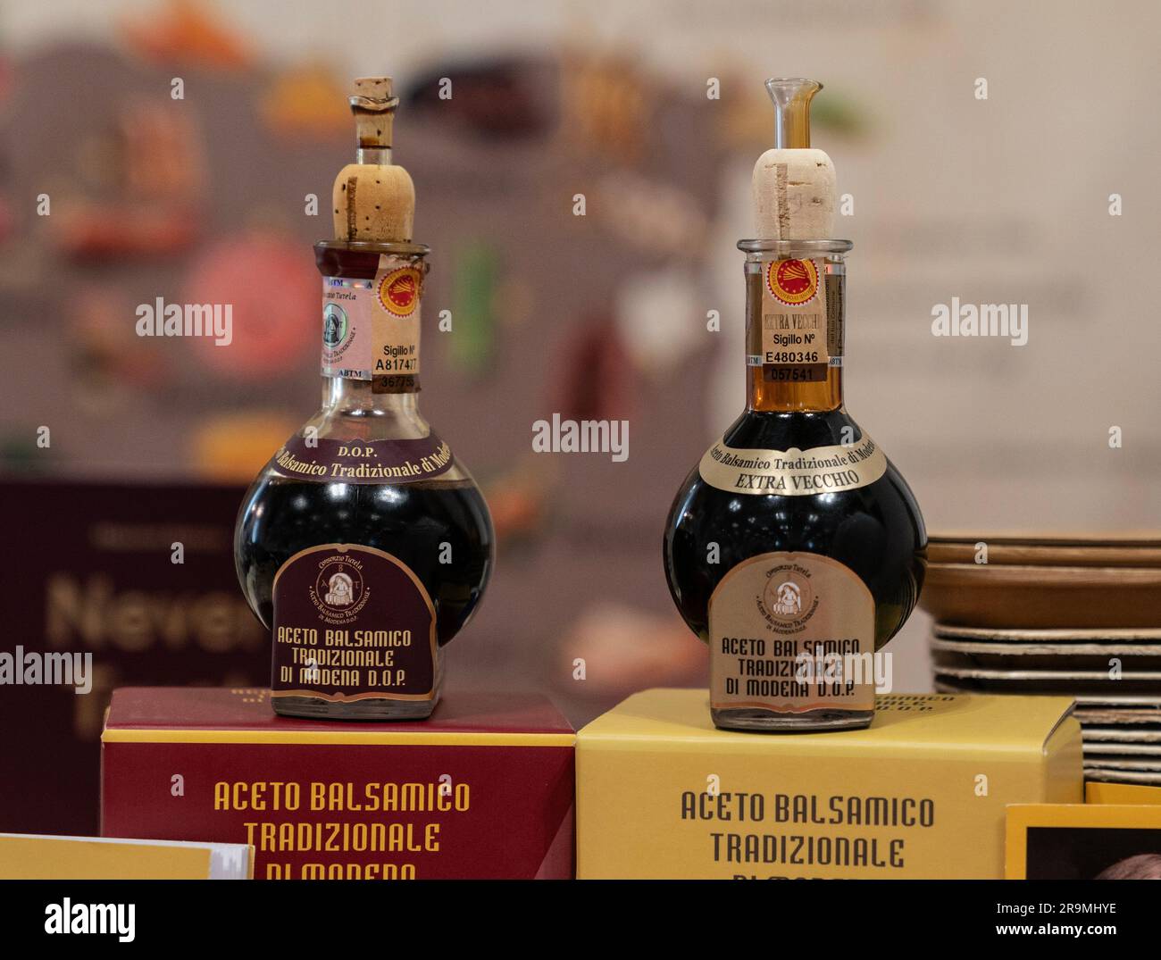 New York, USA. 27th June, 2023. Bottles of Modena balsamic vinegar on ...