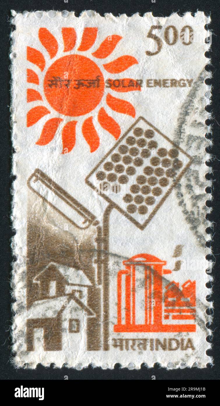INDIA - CIRCA 1988: stamp printed by India, shows Solar Energy, circa ...