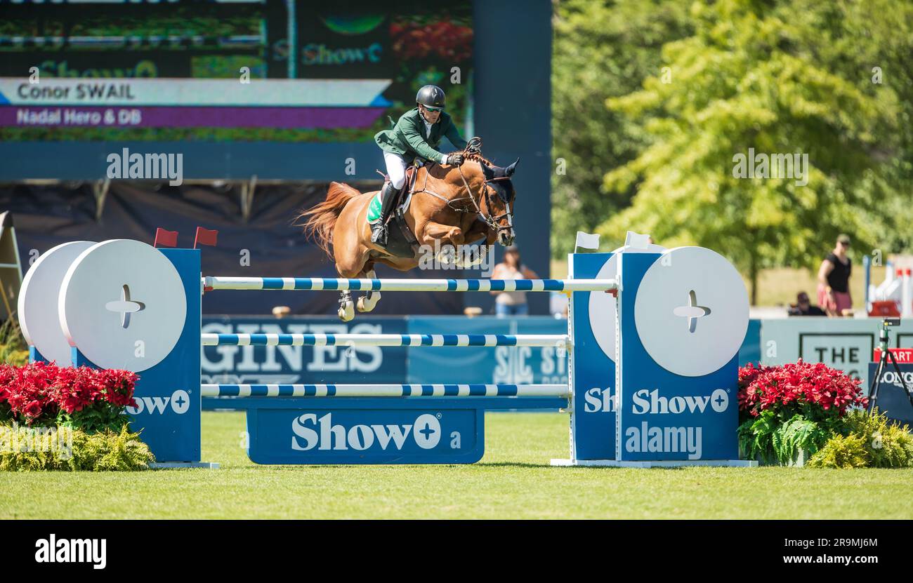 Conor Swail of Team Ireland competes in the FEI Nations Cup on June 6 ...