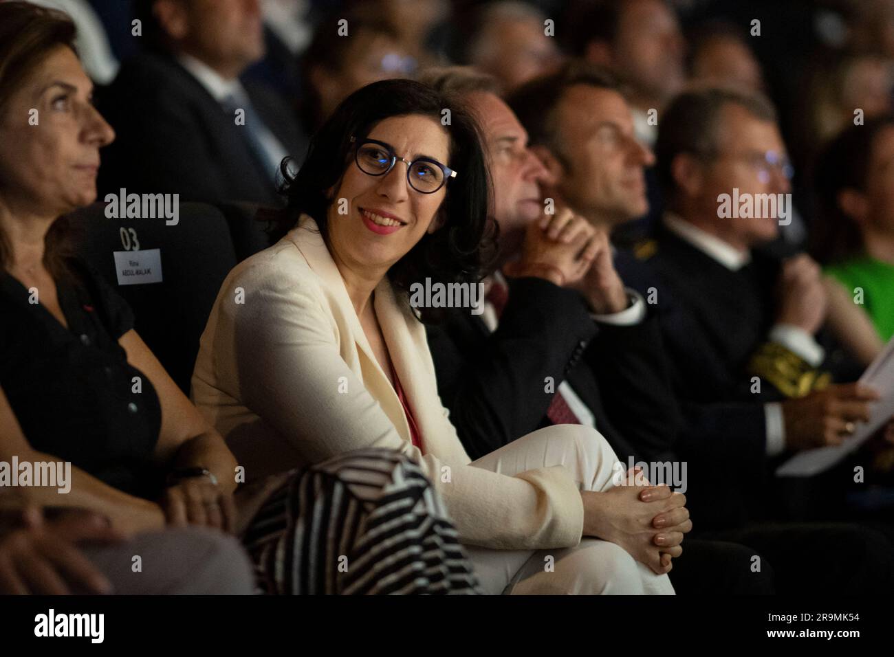 French Culture Minister Rima Abdul Malak smiles during the inauguration ...