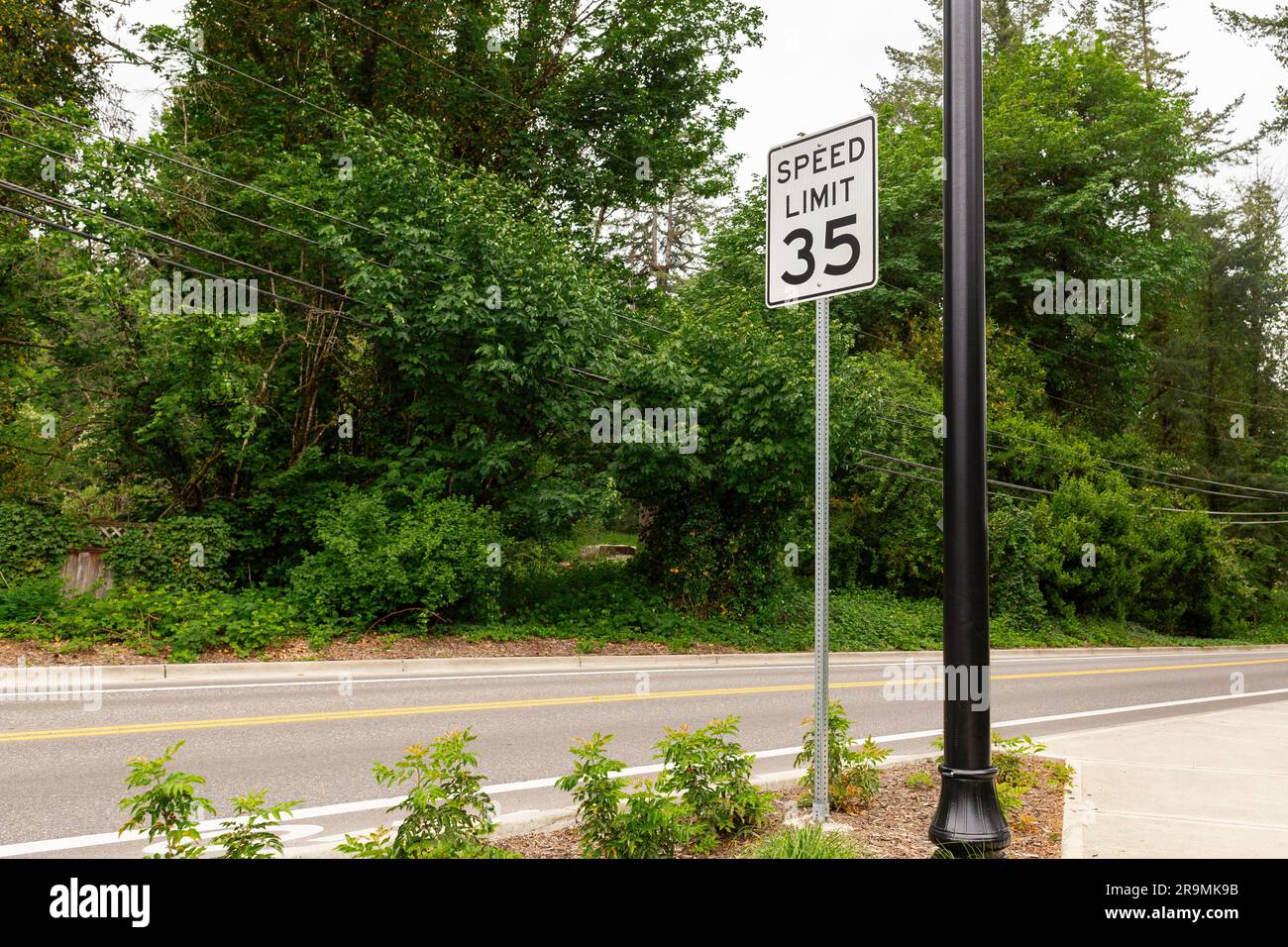 The American Type of Speed Limit 35 Road Sign, Message to Drivers about ...