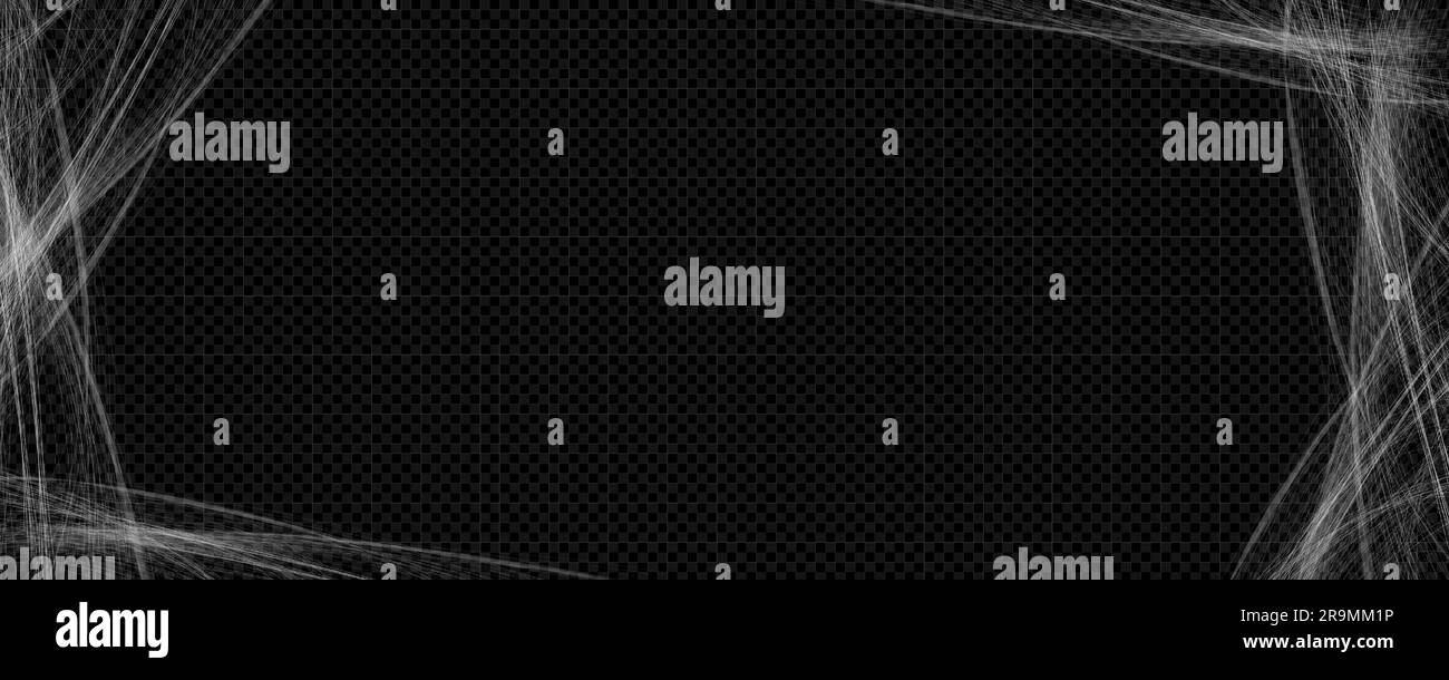 Halloween line cobweb effect vector horror frame. Spiderweb creepy ...