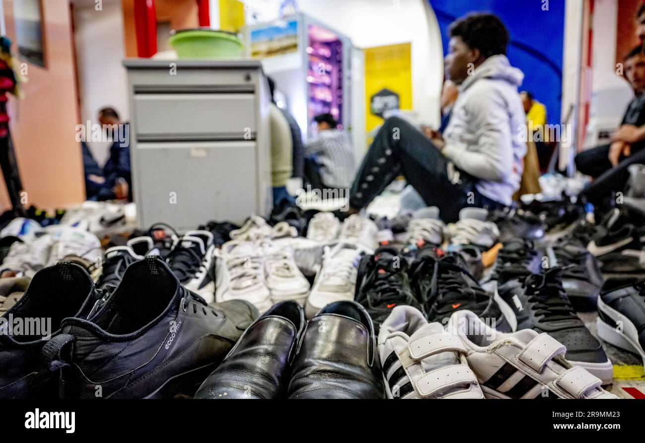 ROTTERDAM - Muslims during morning prayer in the Mevlana Mosque. This ...