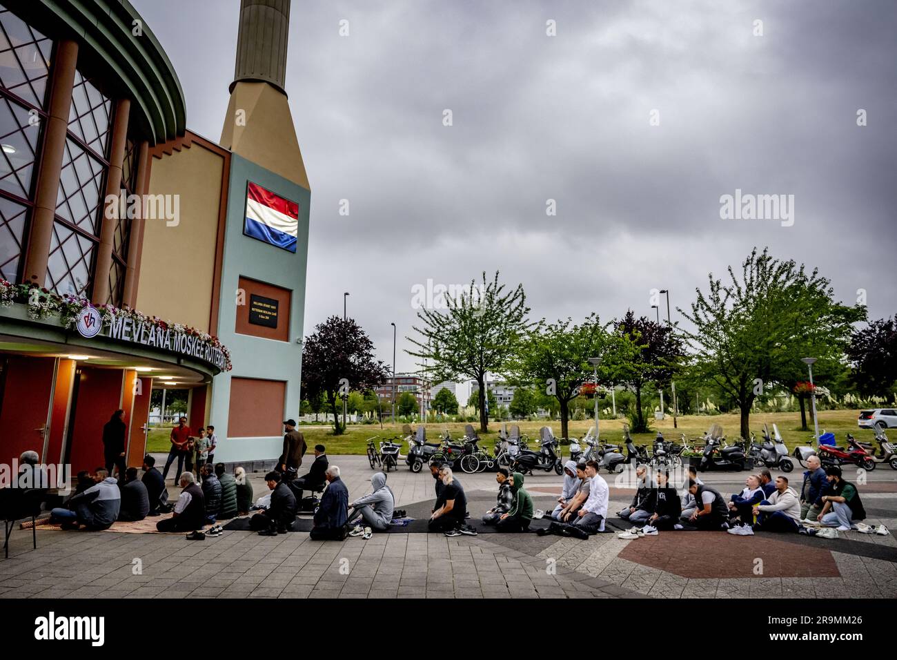 ROTTERDAM - Muslims during morning prayer in the Mevlana Mosque. This ...