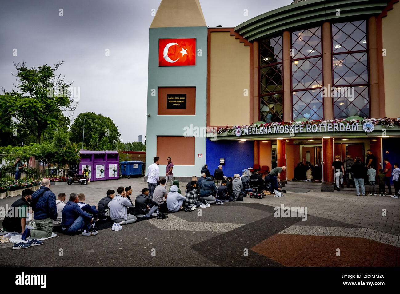 ROTTERDAM - Muslims during morning prayer in the Mevlana Mosque. The ...