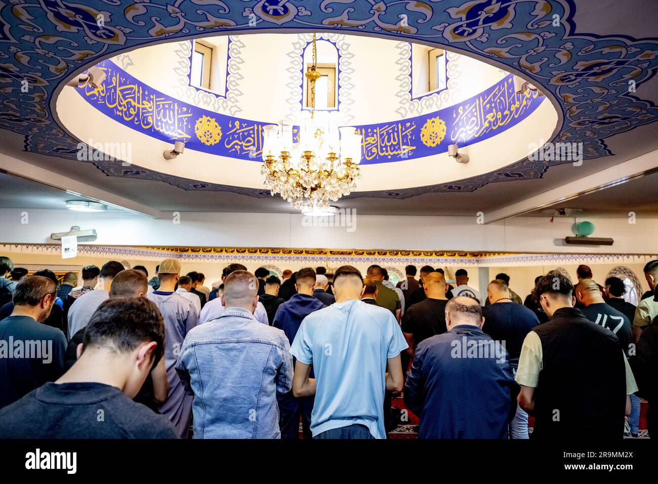 ROTTERDAM - Muslims during morning prayer in the Mevlana Mosque. This ...