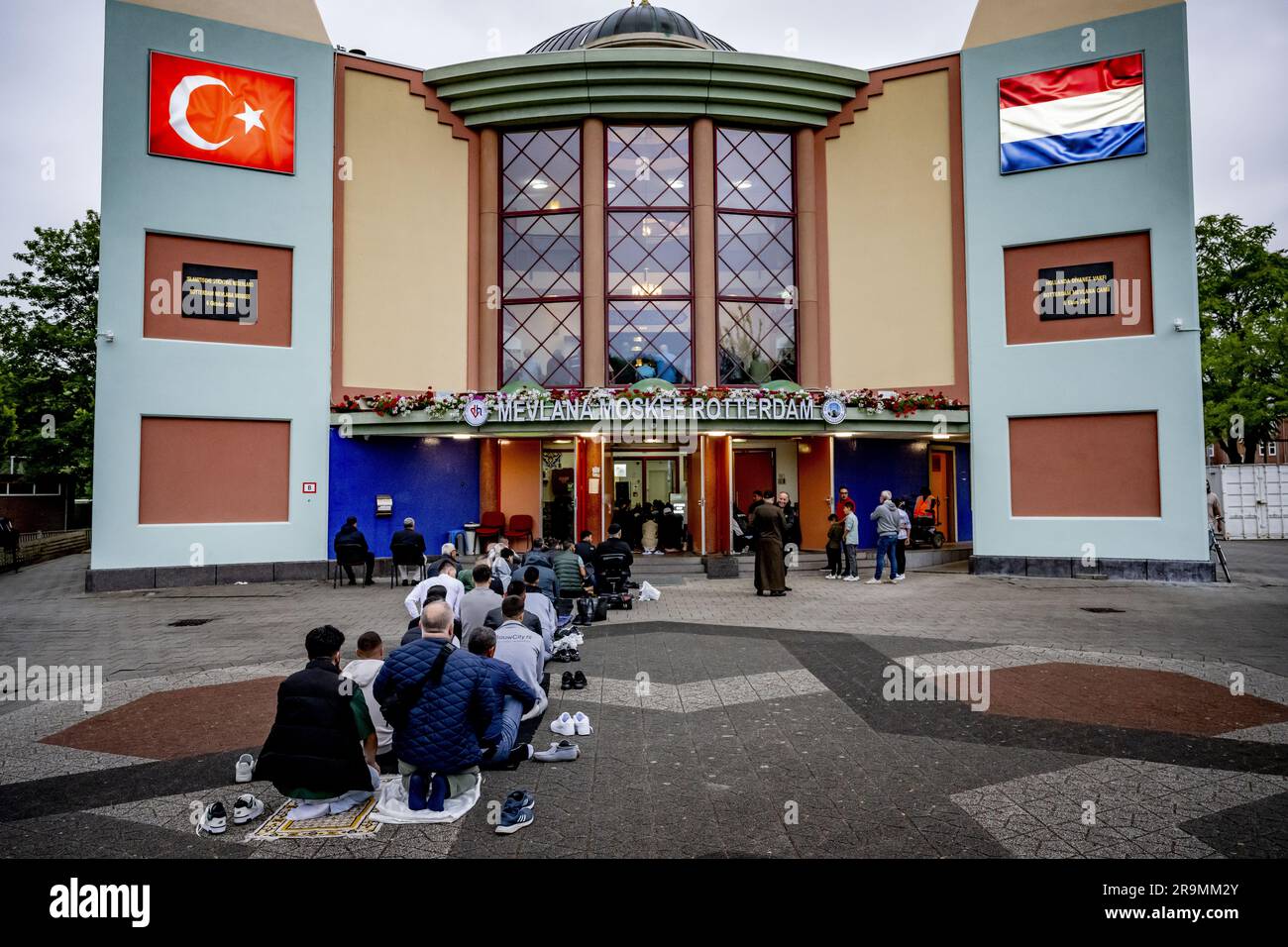 ROTTERDAM - Muslims during morning prayer in the Mevlana Mosque. The ...