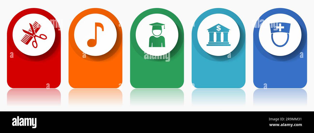 Education icon set, miscellaneous vector icons such as barber shop ...