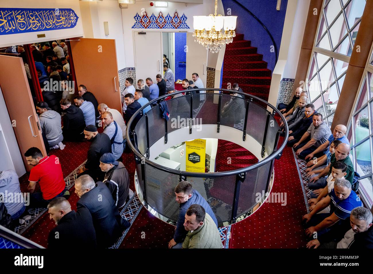 ROTTERDAM - Muslims during morning prayer in the Mevlana Mosque. This ...