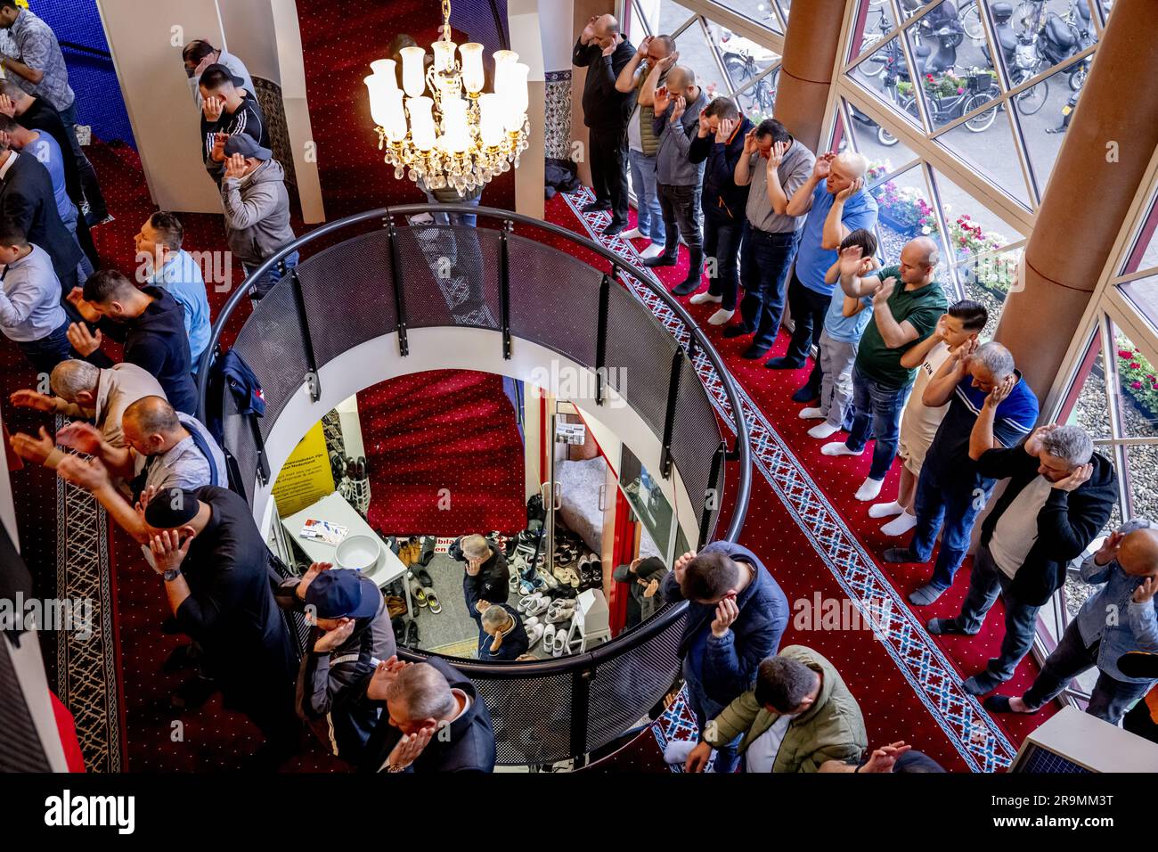ROTTERDAM - Muslims during morning prayer in the Mevlana Mosque. This ...