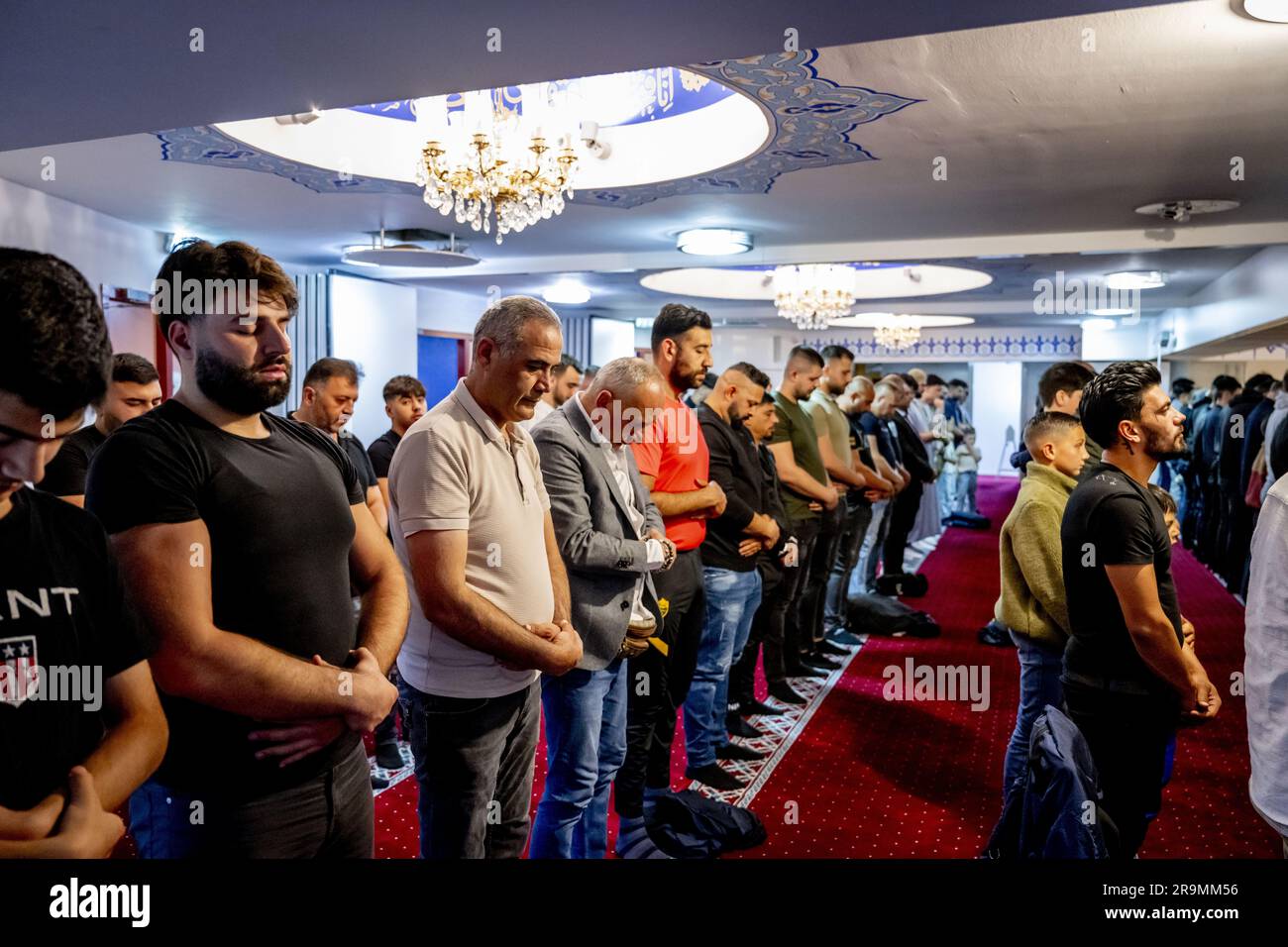 ROTTERDAM - Muslims during morning prayer in the Mevlana Mosque. This ...