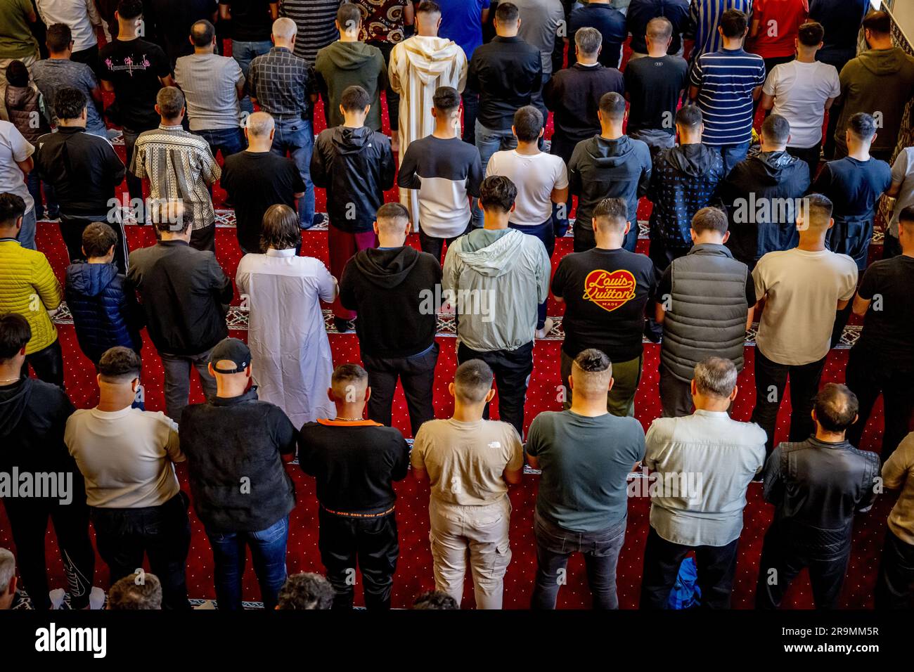ROTTERDAM - Muslims during morning prayer in the Mevlana Mosque. The ...