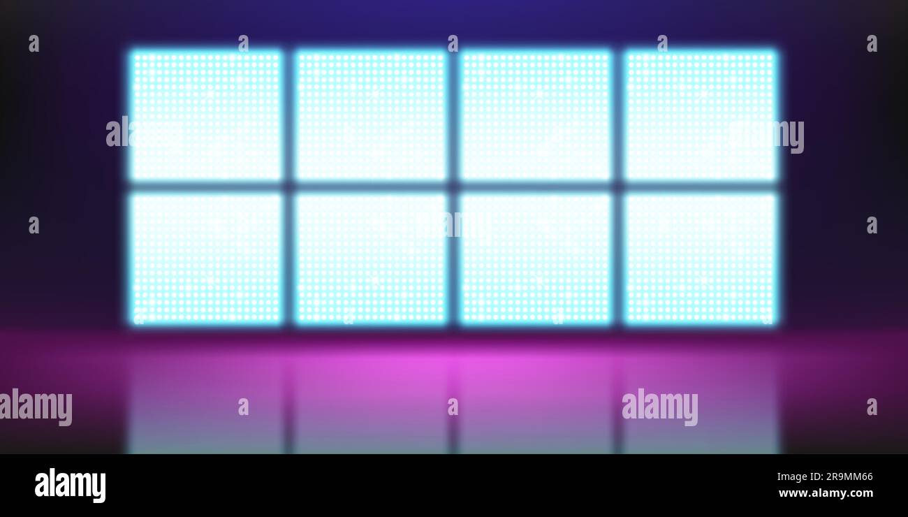 Defocused realistic LED screen on stage. Vector illustration of large ...