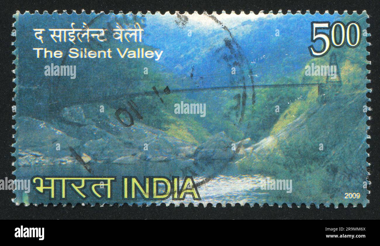 INDIA - CIRCA 2009: stamp printed by India, shows valley, river, bridge ...