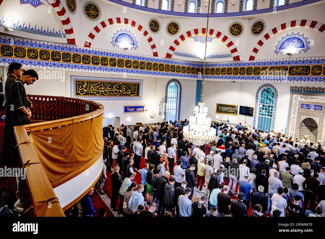 ROTTERDAM - Muslims during morning prayer in the Mevlana Mosque. This ...