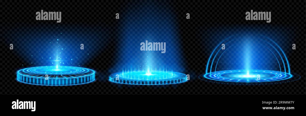 Game portal ui with hologram light technology and neon circle effect ...