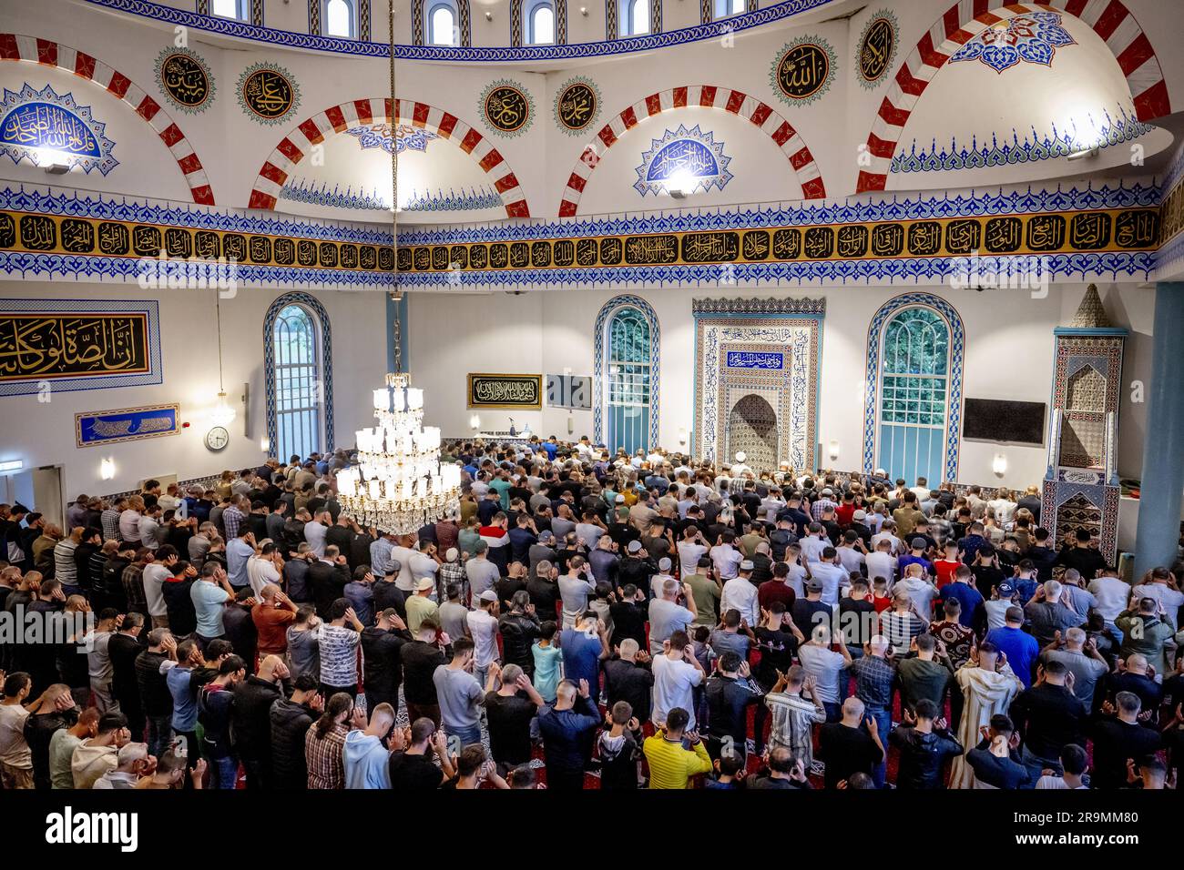 ROTTERDAM - Muslims during morning prayer in the Mevlana Mosque. The ...