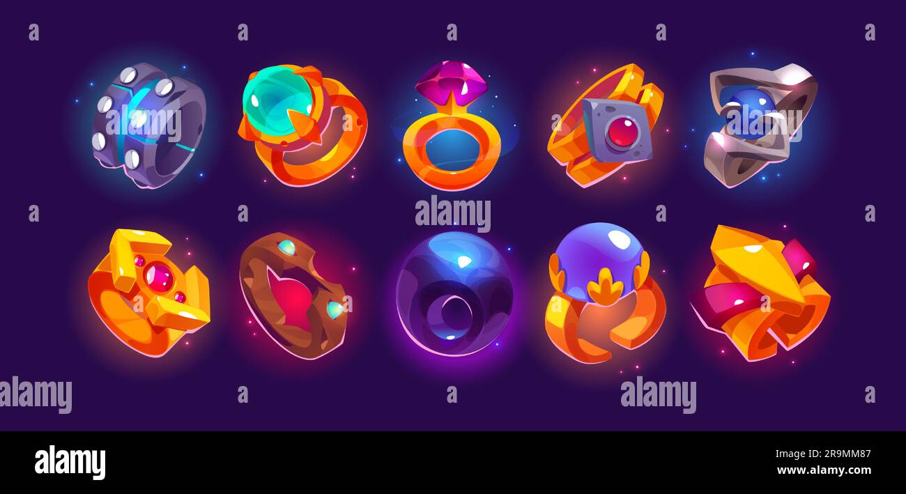 Fantasy medieval gold ring ui game icon vector. Magic royal inventory ...