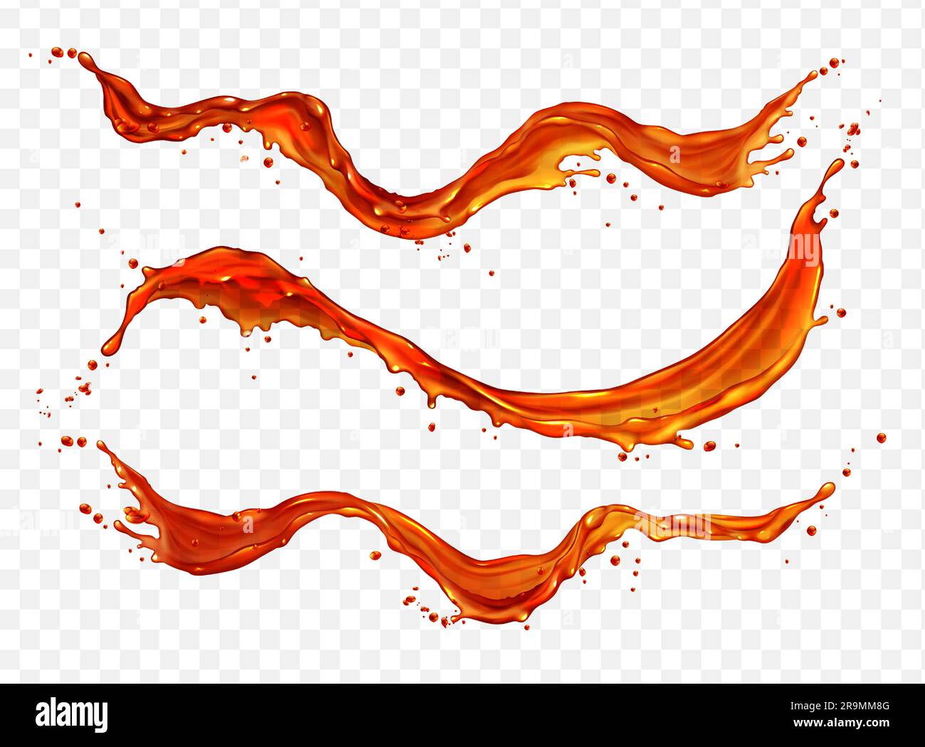 Vector red orange liquid fruit juice splash flow isolated on ...