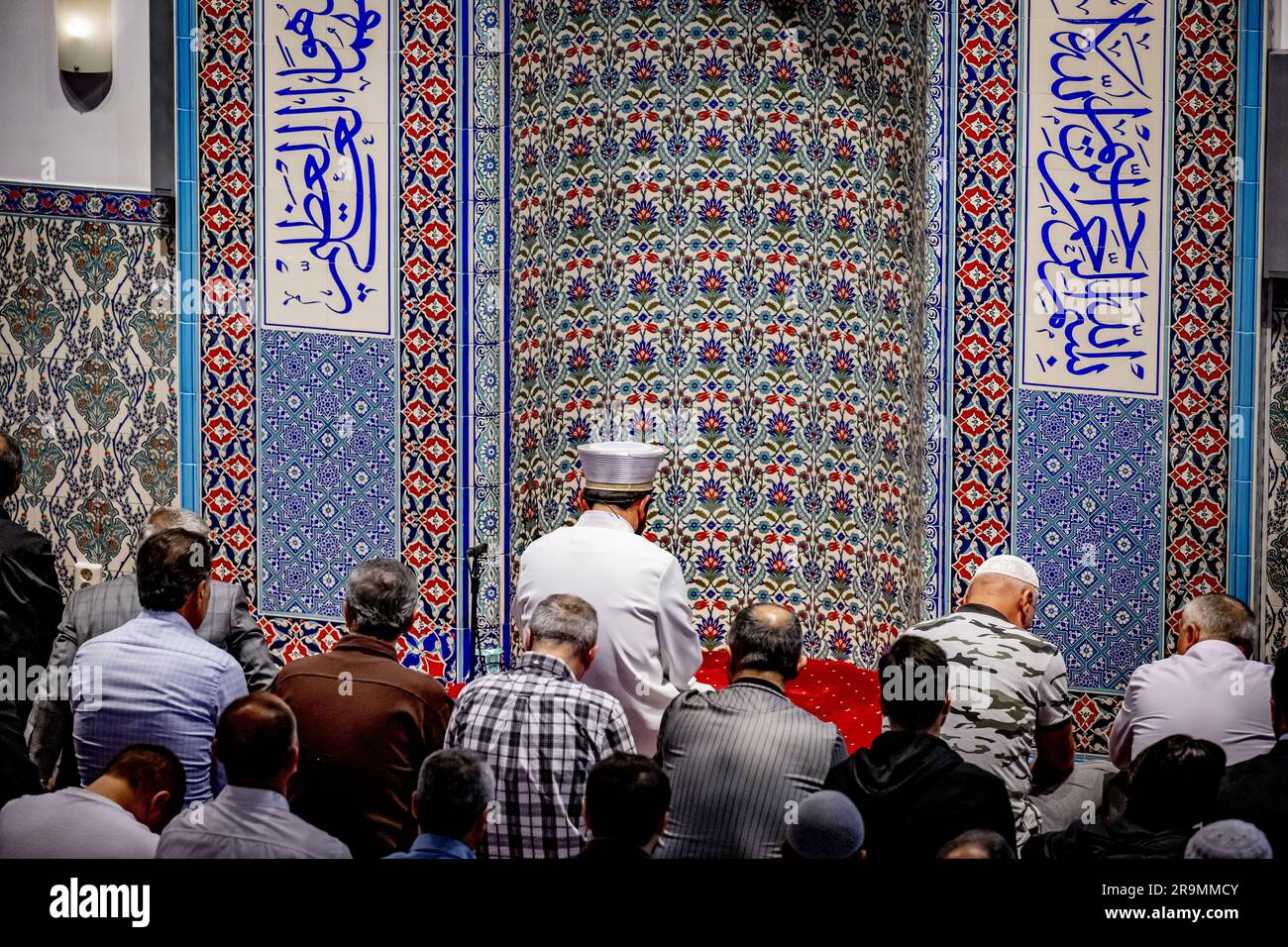 ROTTERDAM - Muslims during morning prayer in the Mevlana Mosque. This ...