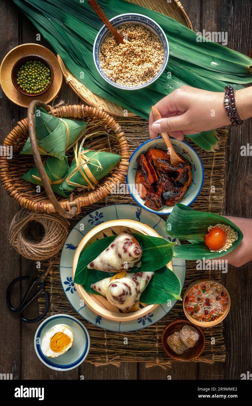 Dragon Boat Festival Chinese rice dumpling meat zongzi Stock Photo - Alamy