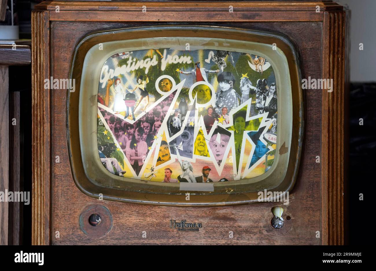 An old television features a Vidiots Foundation logo, Tuesday, June 27 ...