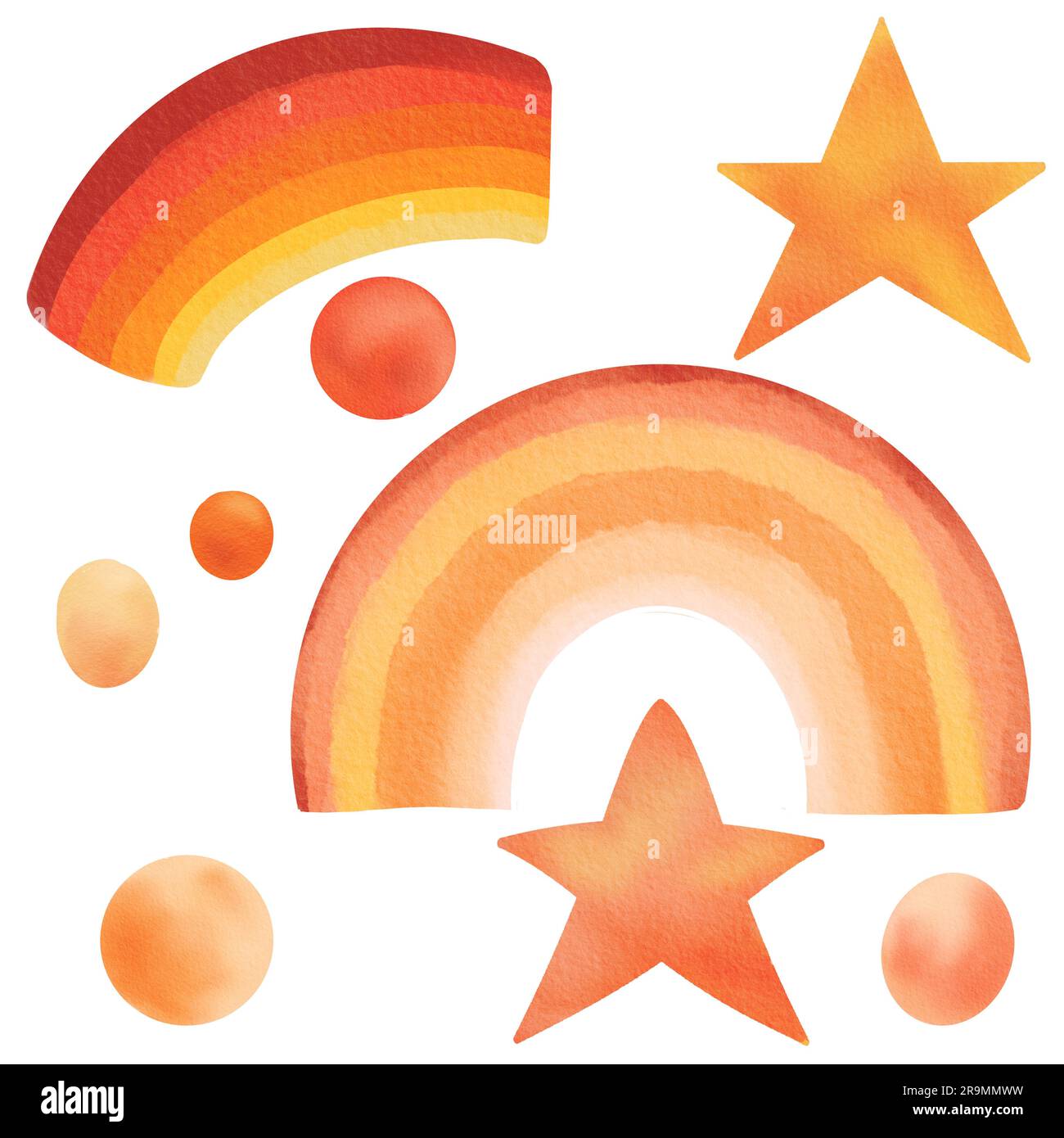 Children's set in cartoon style. watercolor. Boho colors. Rainbow ...